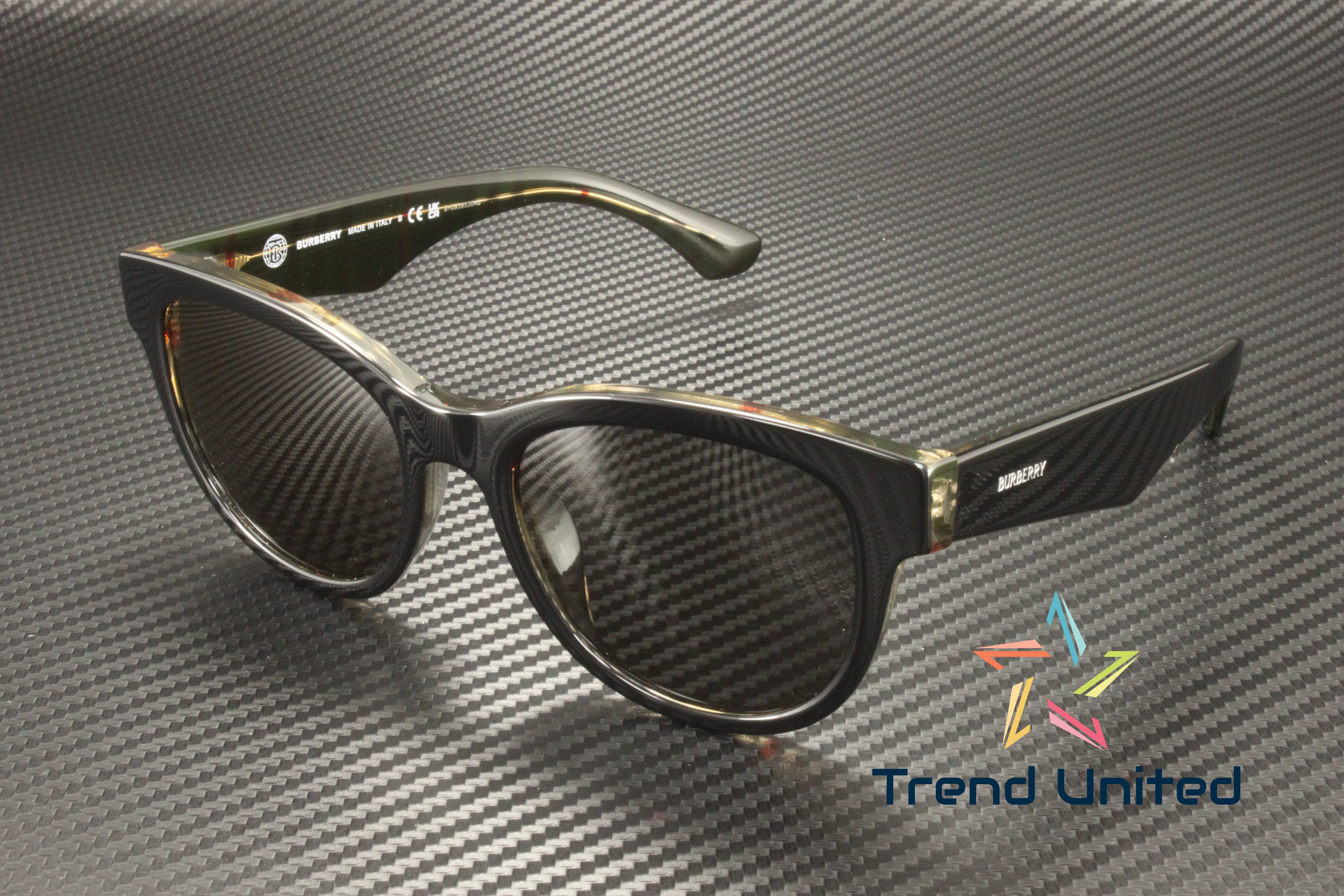 Burberry BE 4432U Plastic Womens Phantos Sunglasses Black on Vintage Check 54mm Adult - Walmart.com