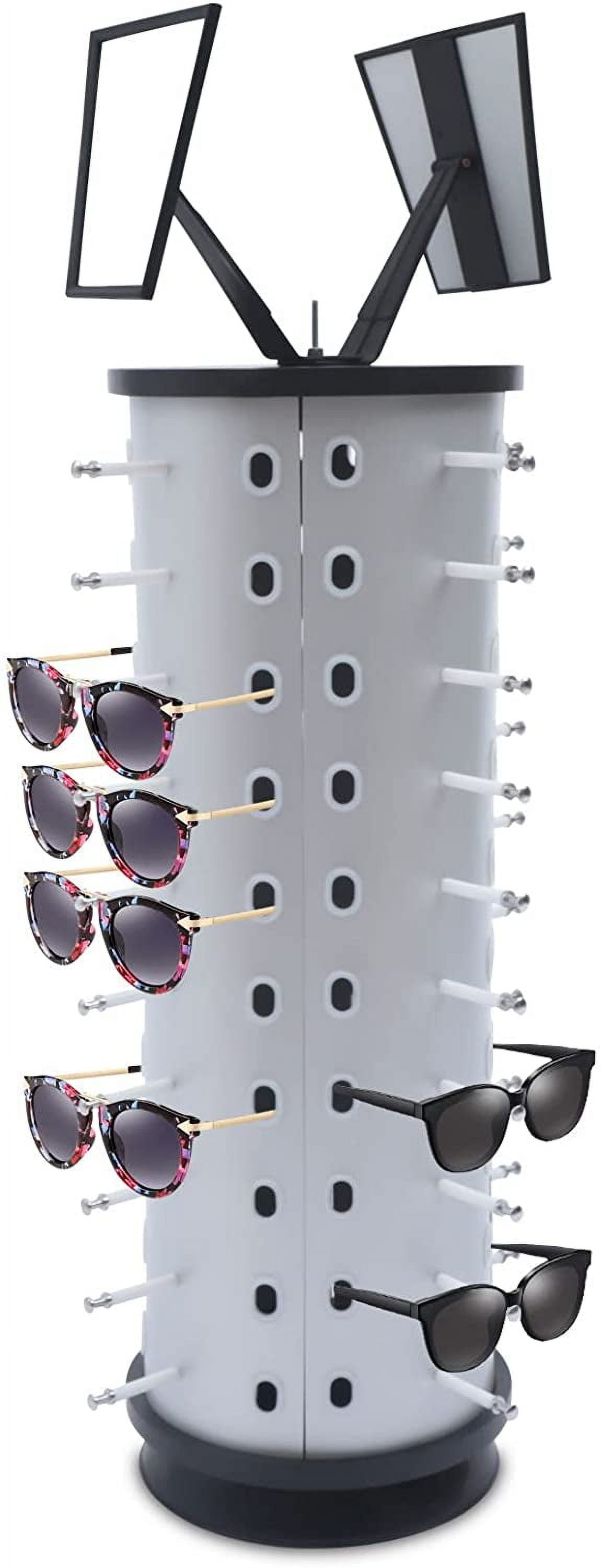Sunglasses Display Stand Rotating with Mirror 360° Rotating Counter Top ...
