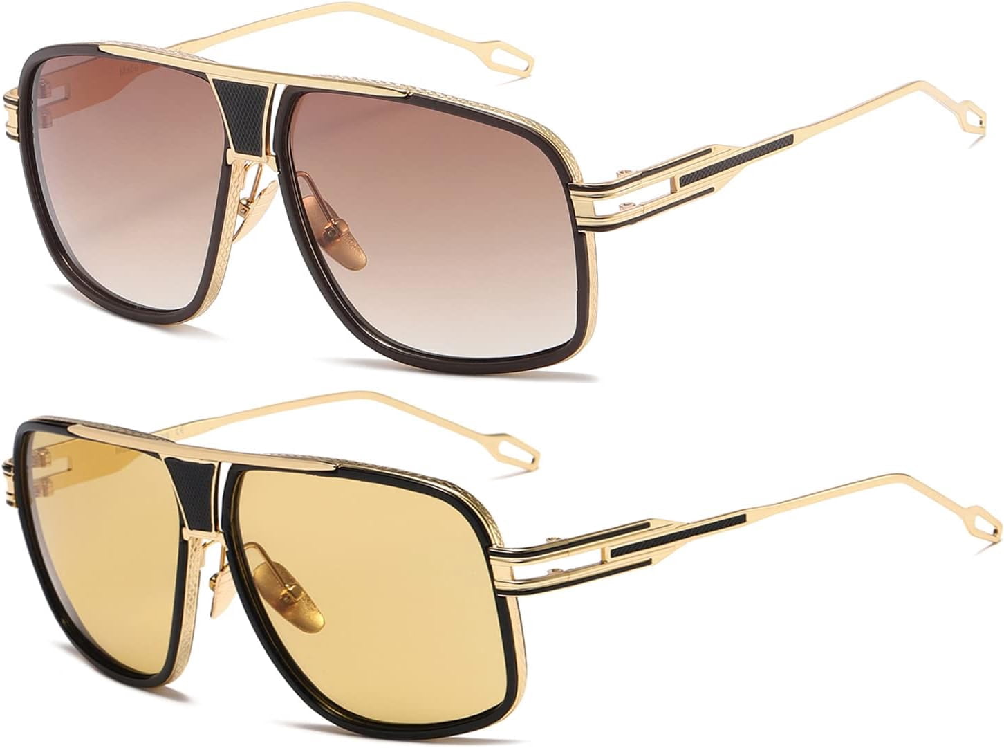 Sunglasses For Men Goggle Alloy Big Frame Metal Punk Style Shield ...