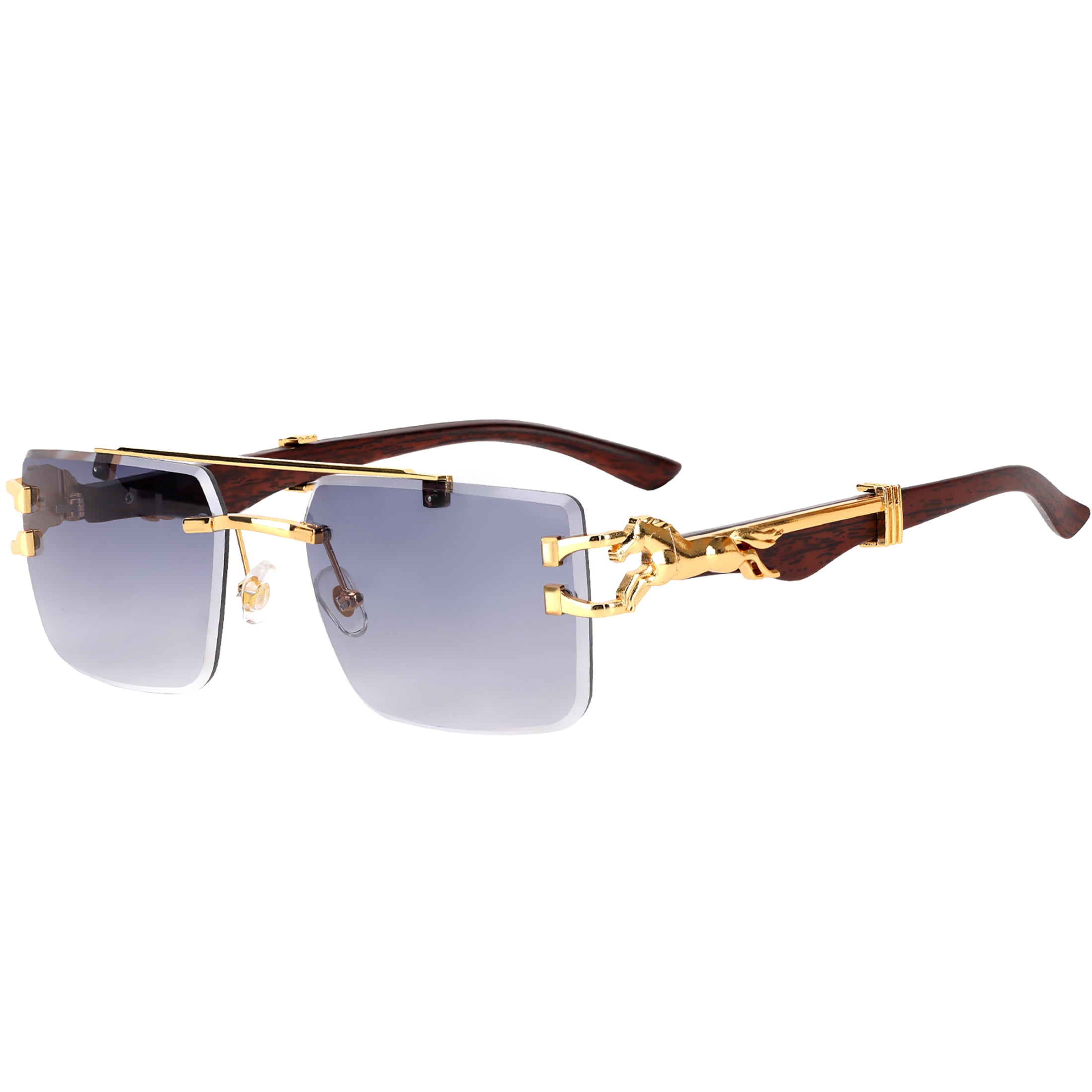 Sunglasses For Men UV400 Square Rimless Sunglasses Women Trendy Retro ...