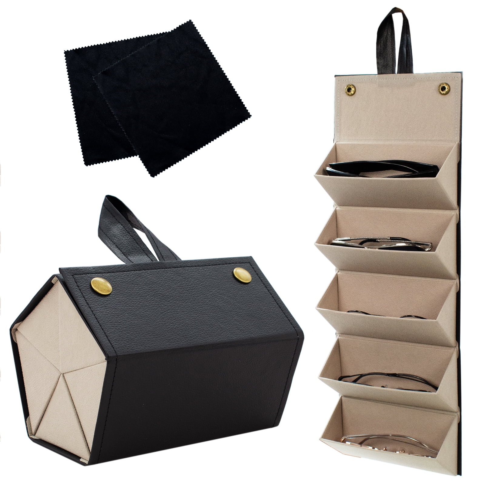 Sunglasses Organizer 5 Slots and 2PCS Eyeglass Cloth, Glasses Case ...