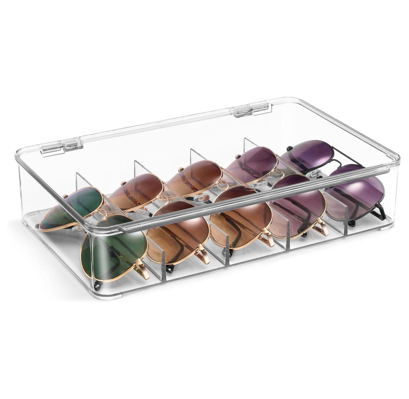 Sunglasses Organizer - Plastic Stackable Eyeglass Case Storage ...