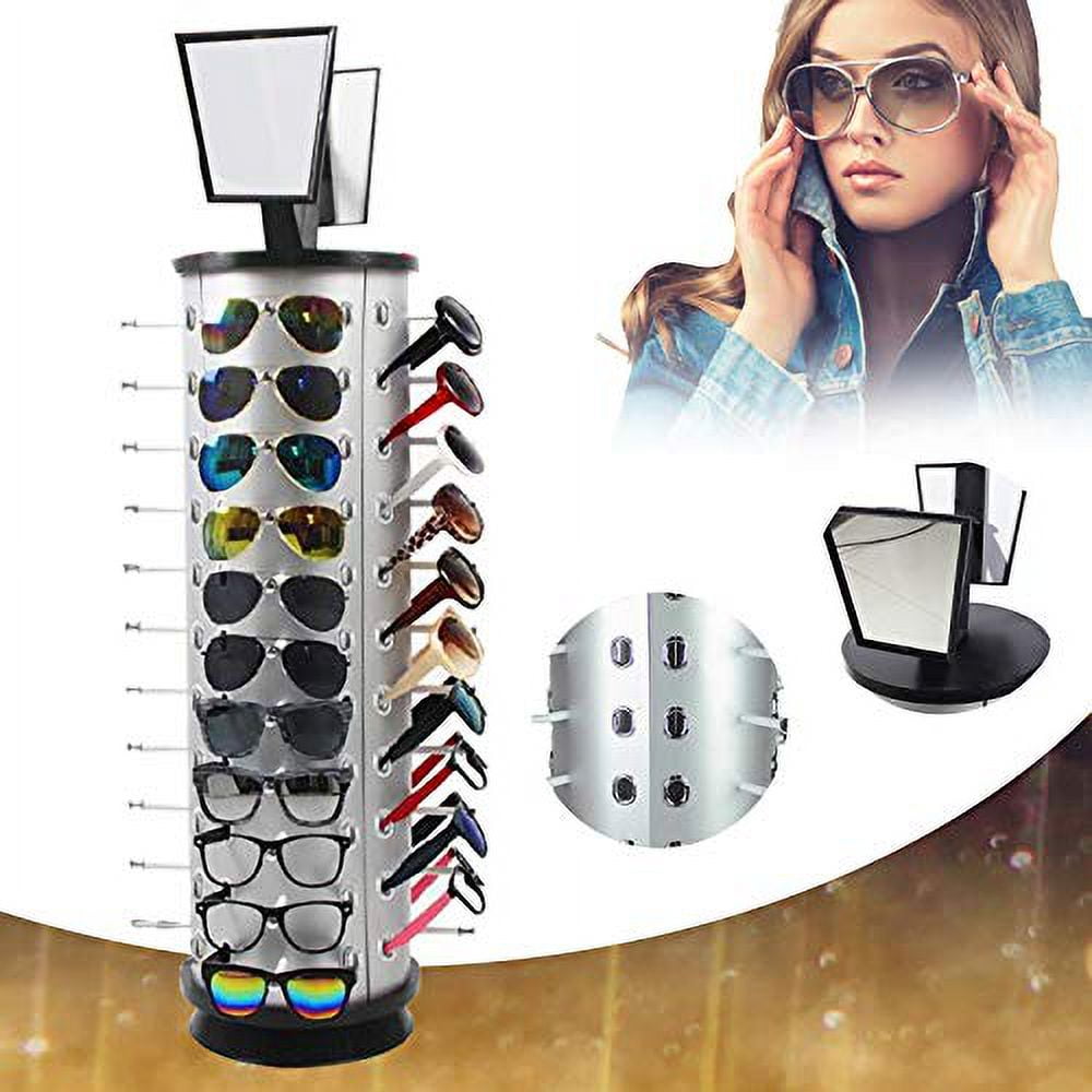 Sunglasses Rack,360 Rotating Sunglass Display Rack 44 Pairs Glass ...
