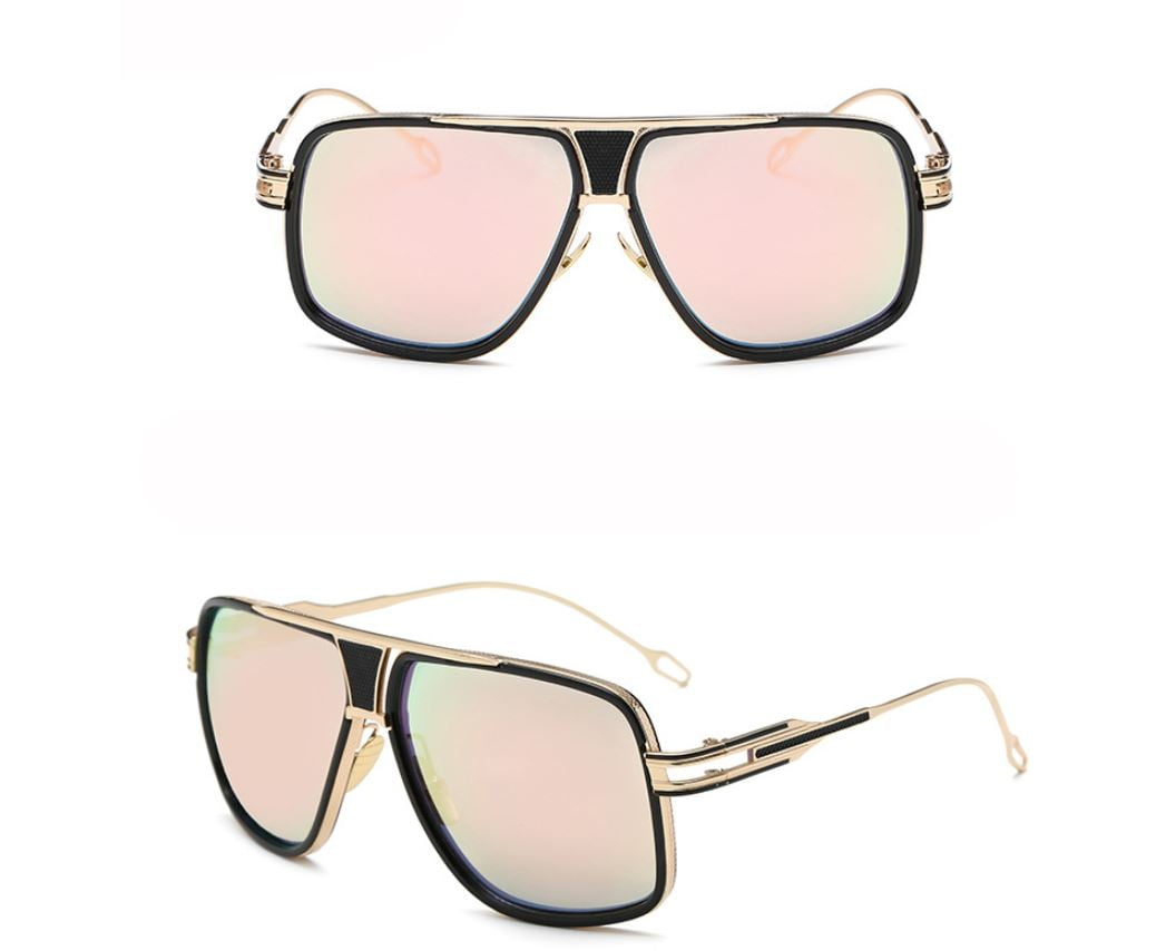Sunglasses Rectangular Women Men Pink Reflective Lens Outdoor - Walmart.com