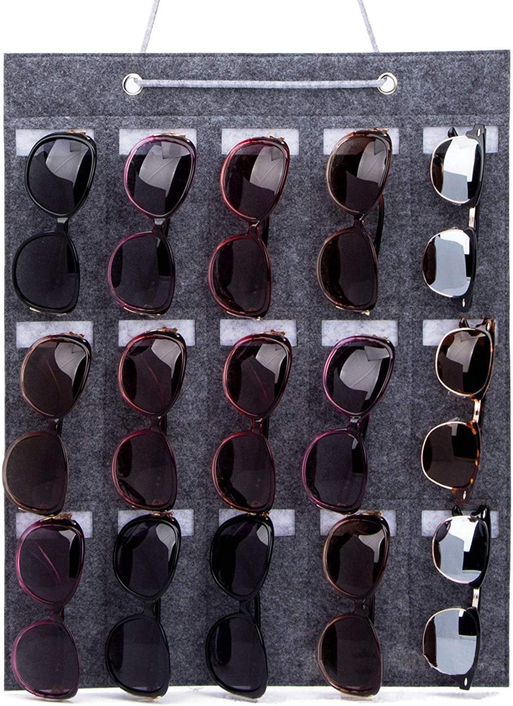 Sunglasses Storage Hanging Pouch (Grey), Glasses Organization Wall ...