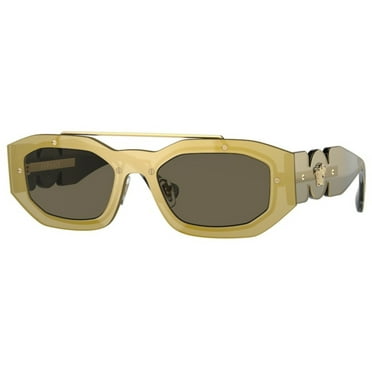 Versace Men's Sunglasses, Yellow Geometric Lens, Black Nylon Frame, UV ...