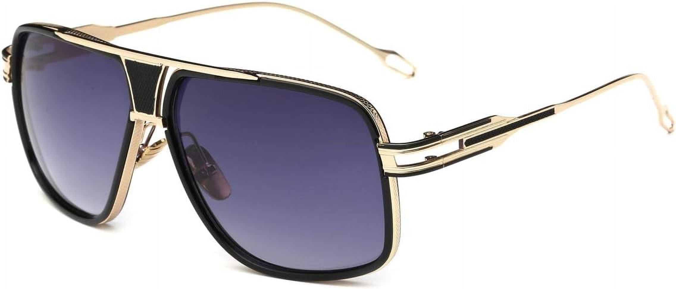 Sunglasses for Men Oversize Classic Black Shades Goggle Retro Gold ...