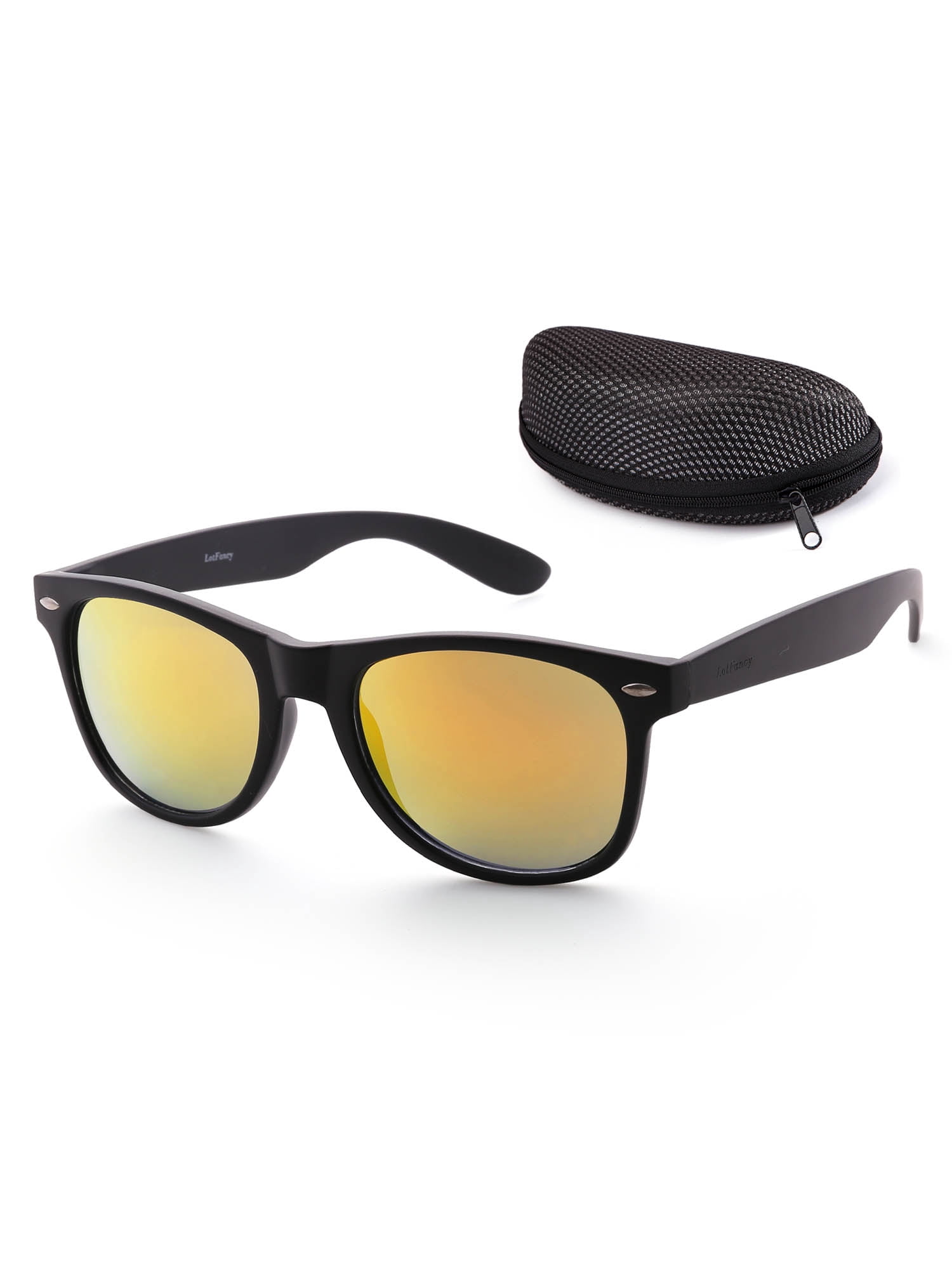 Sunglasses for Women Men with Case, Crimson Mirrored 54mm Shatterproof ...