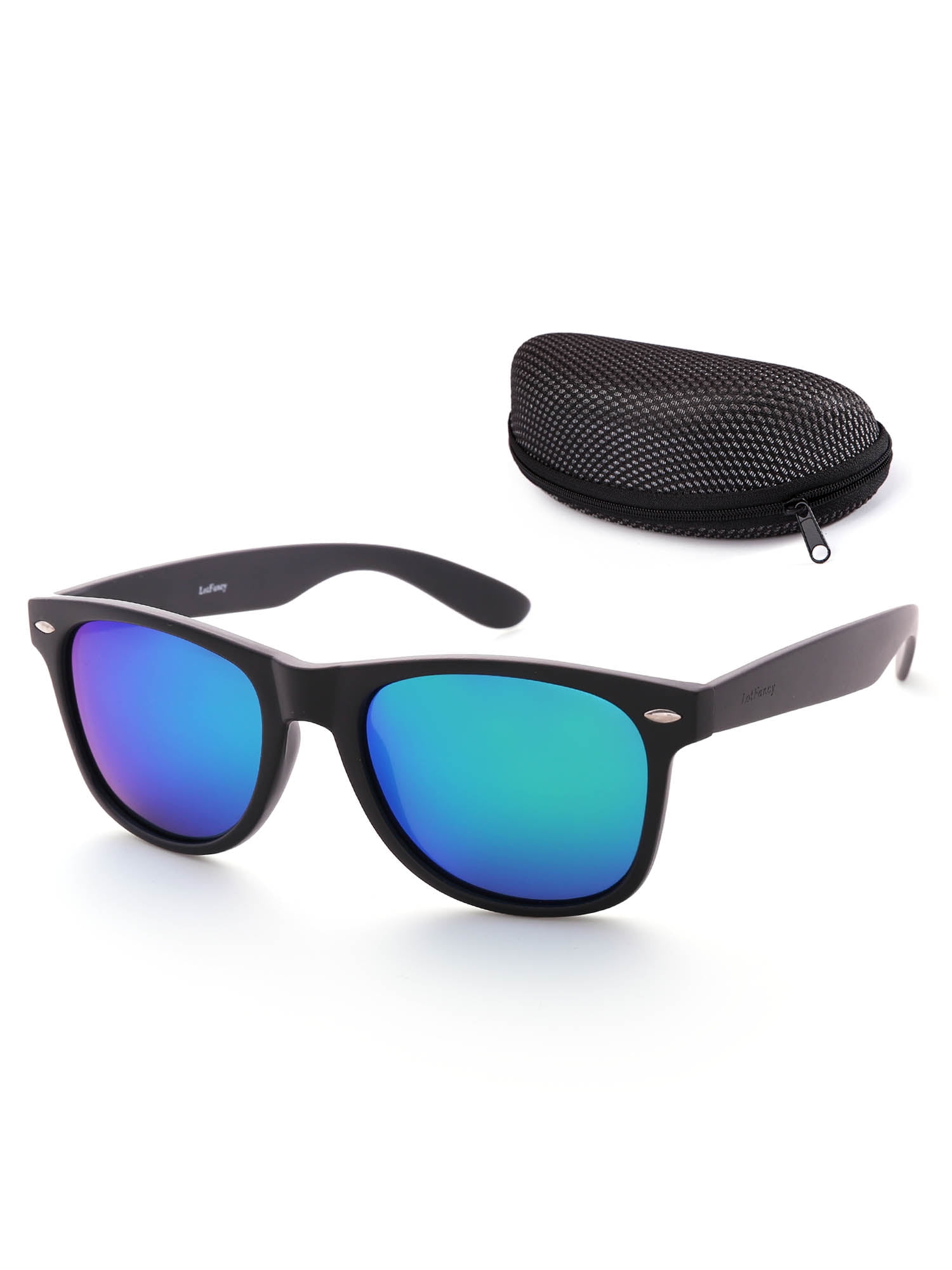 Sunglasses for Women Men with Case, Polarized Green Mirrored 54mm ...