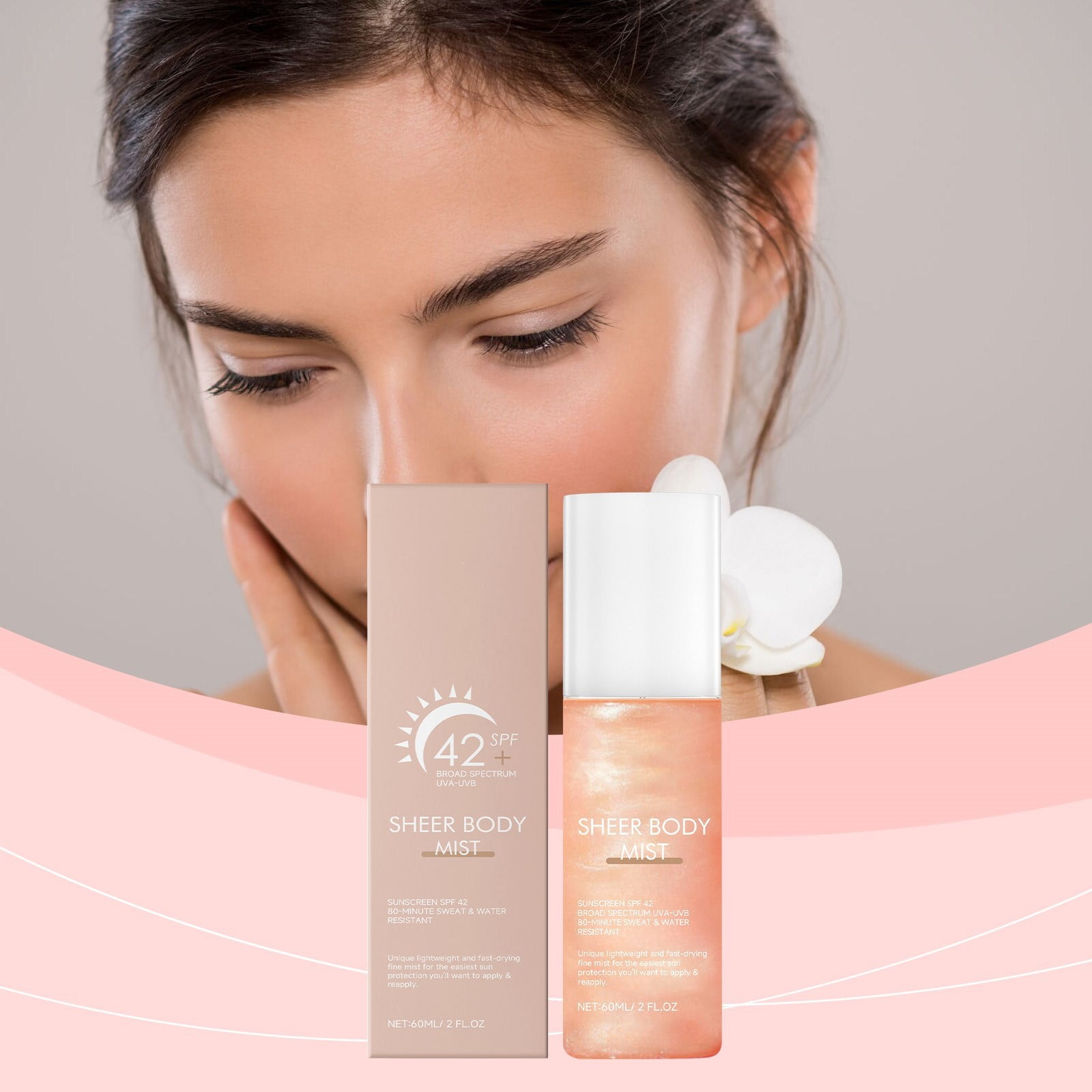 Sunglaze Sheer Body Mist Sunscreen SPF 42, Infused with Shimmering Body ...