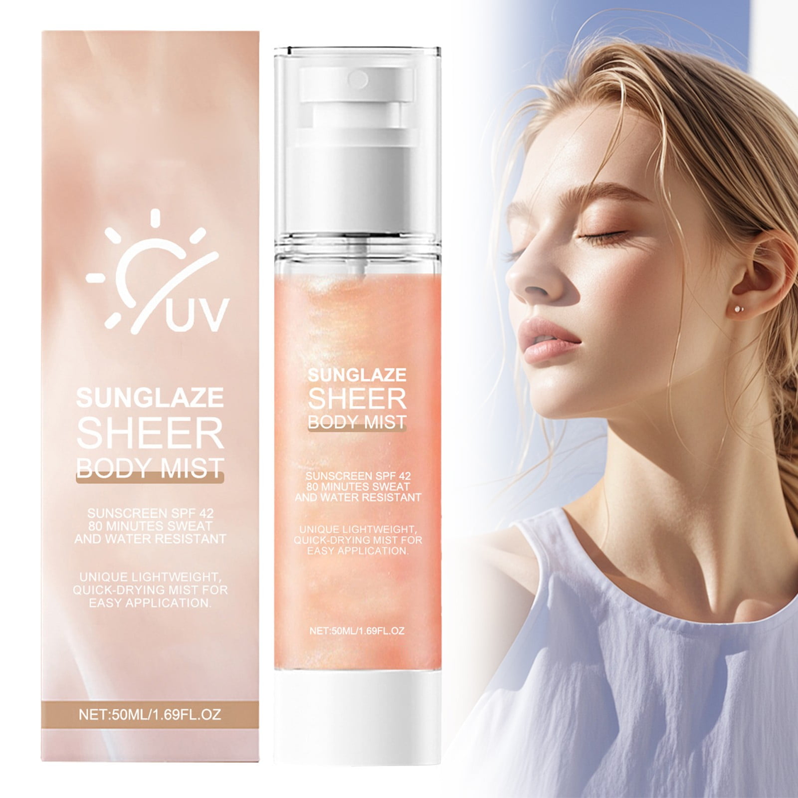 Sunglaze Sheer Body Mist Sunscreen SPF 42 - Lightweight Spray Mist for ...