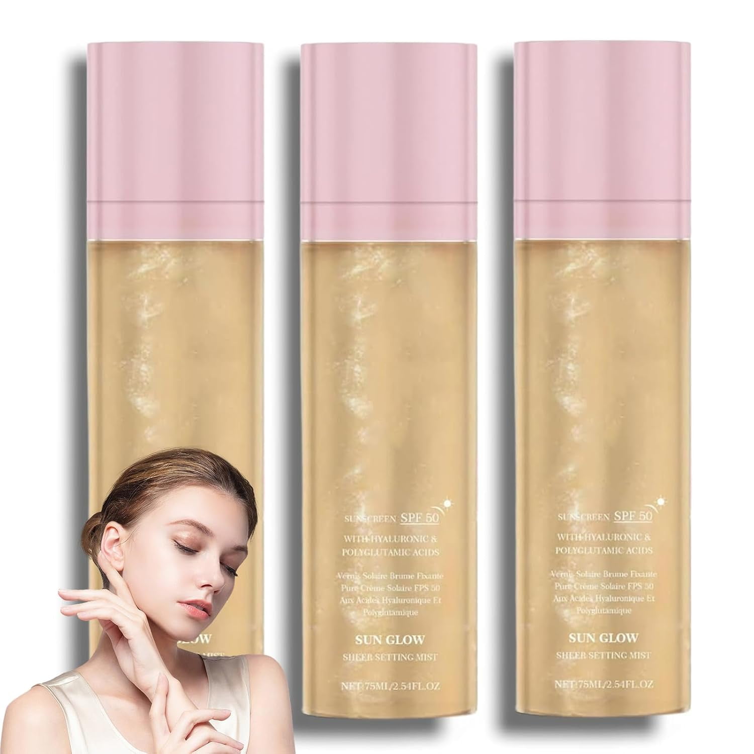 Sunglaze Sheer Setting Mist Sunscreen SPF 50, Hydrating Glow Mist ...