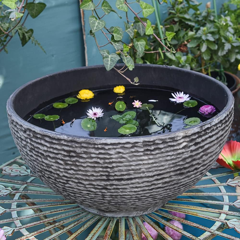 Sungmor 16 Inch Large Size Water Plant Pot, Miniature Landscaping ...