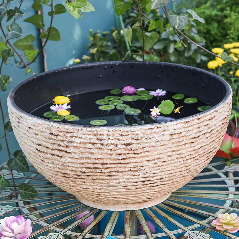 Sungmor 16 Inch Large Size Water Plant Pot, Miniature Landscaping ...