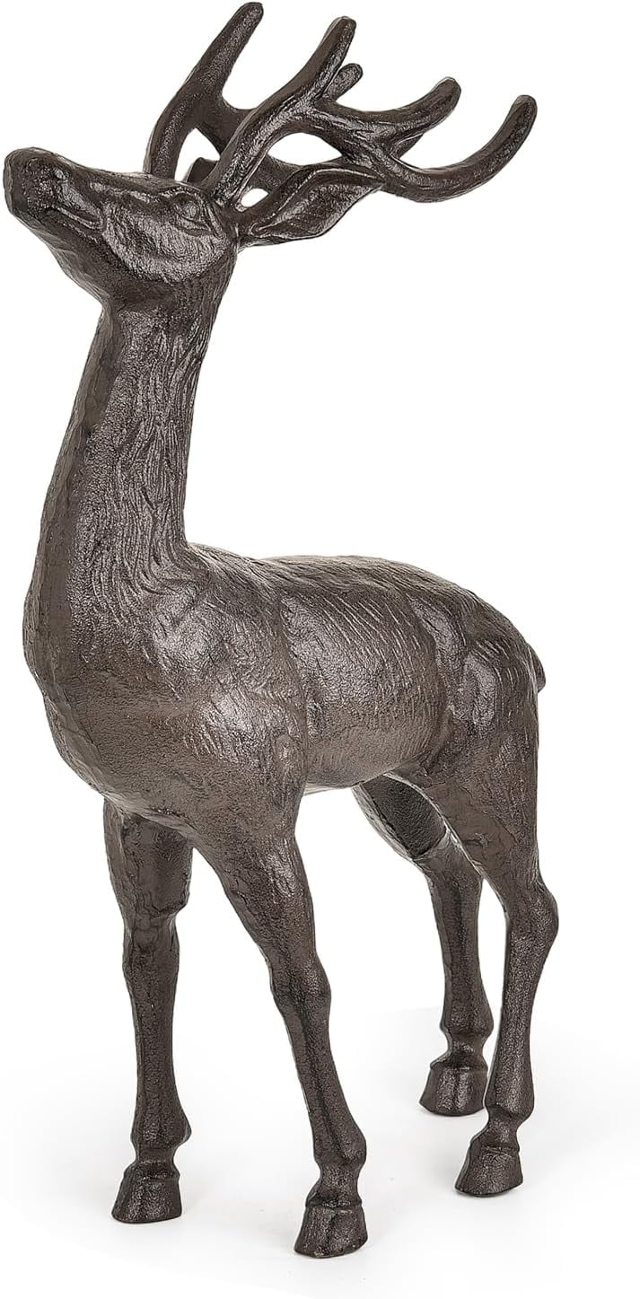 Sungmor 22 Inch Tall Large Cast Iron Garden Deer Statue, Solid & Heavy ...