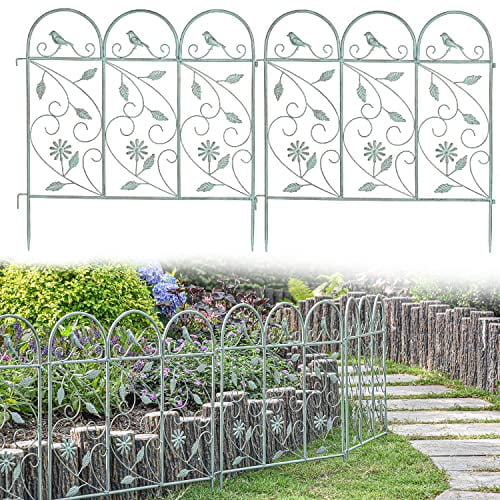 Sungmor 25in x 8ft Metal Garden Fence Border, Rustic Style Decorative ...