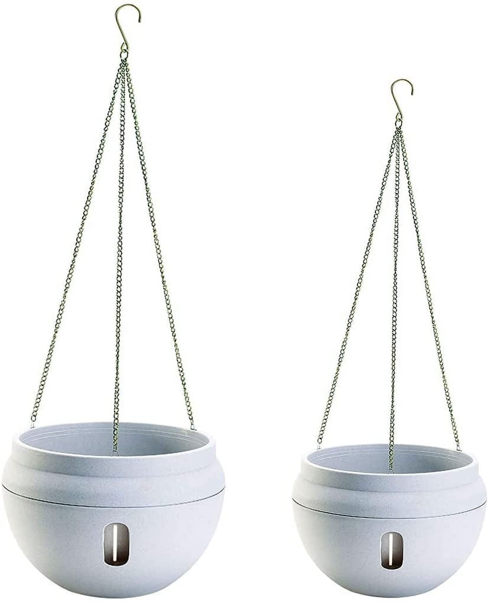 Sungmor 2PC 6.5" & 8.7" Dia. Self Watering Hanging Planters, Strong Plastic Hanging Flower Pots ...