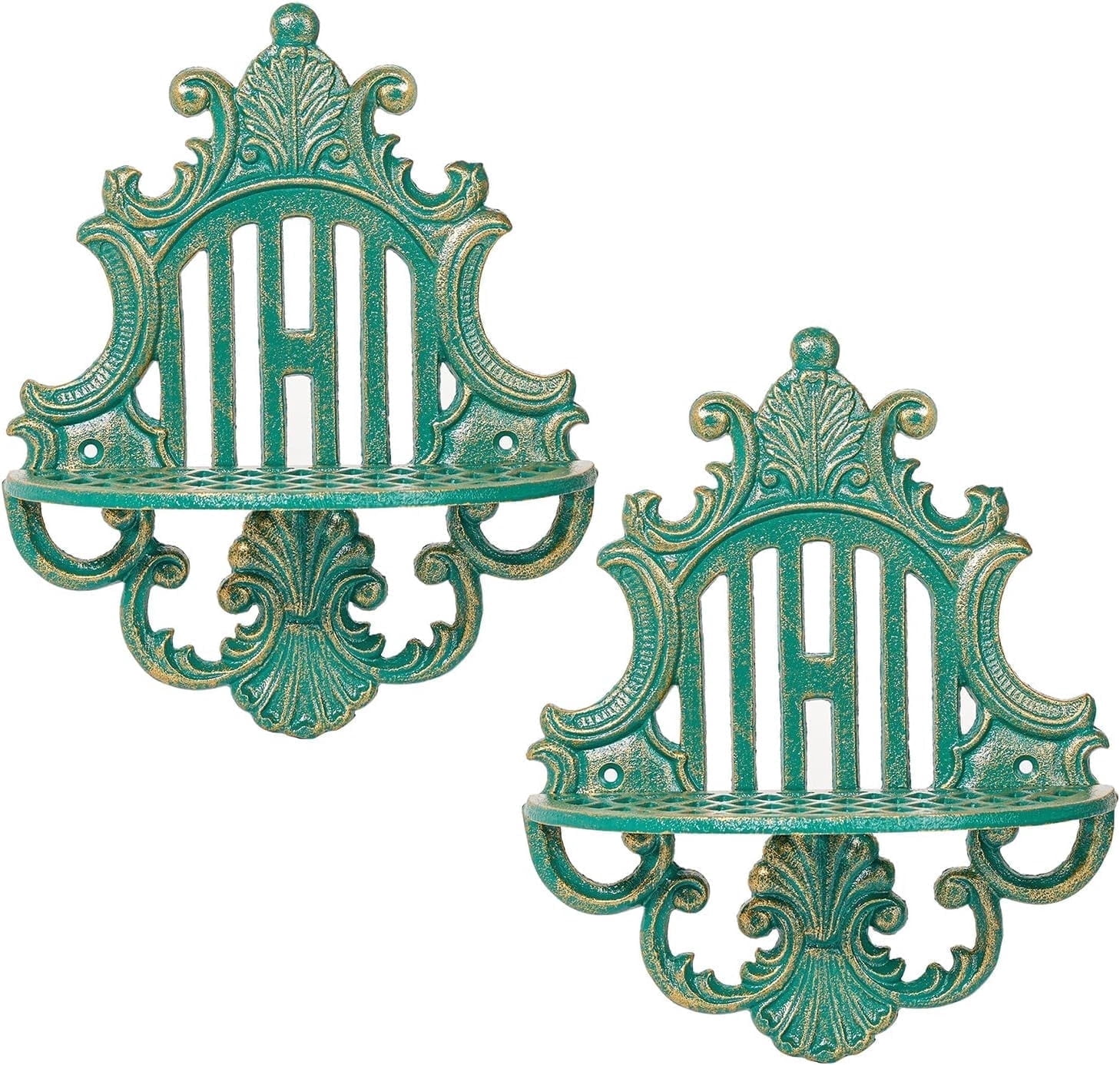 Sungmor Gothic Floating Shelves Cast Iron Wall Mounted Decor, Green, 9. ...