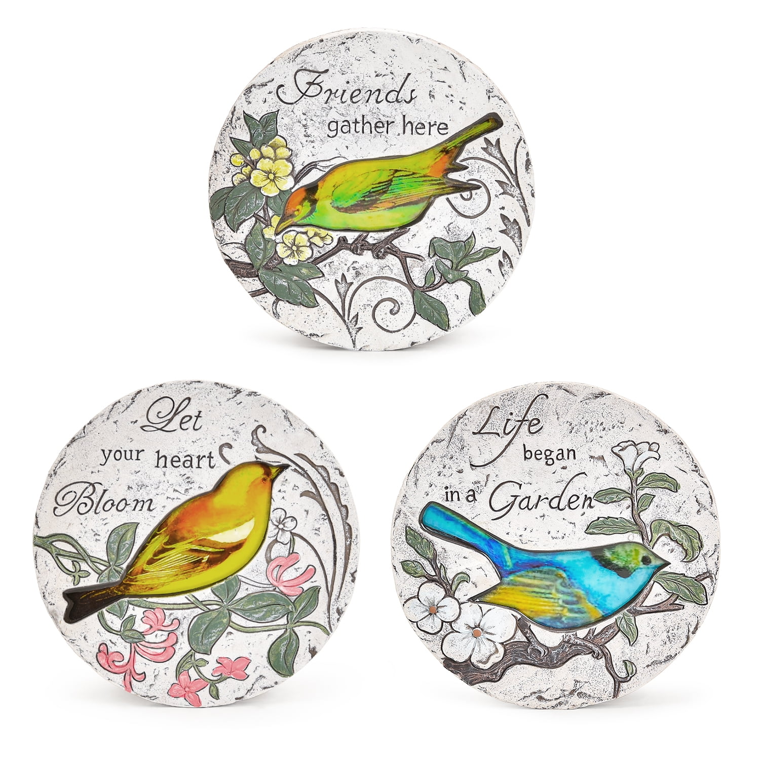 Sungmor 3PC Pretty Garden Stepping Stones, 9.5" Large Concrete ...