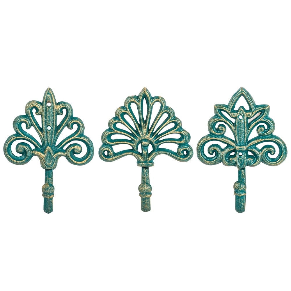 Sungmor Beautiful Shabby Chic Cast Iron Wall Hanging Hooks, 3PC Large ...