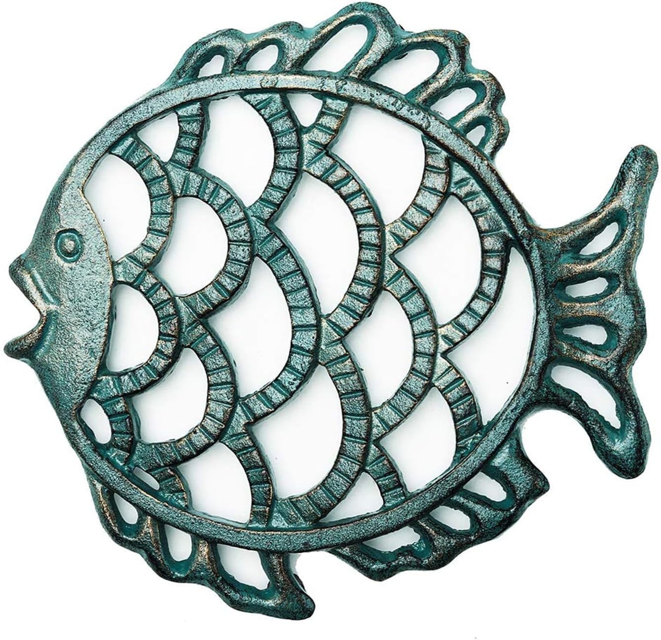 Sungmor Cast Iron Cute Fish Trivet for Wood Stove - Dia-7.5 Inch Dark ...