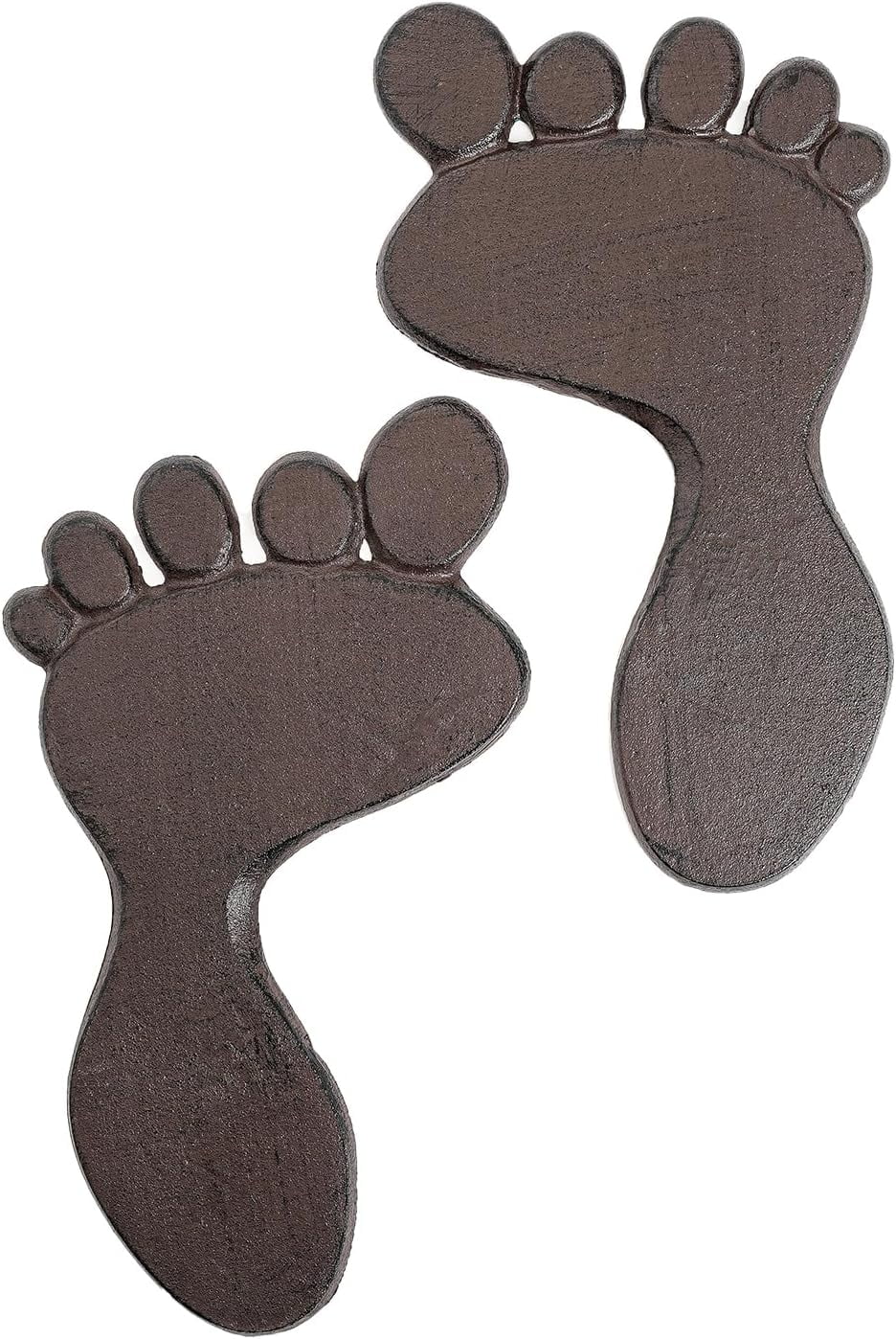 Sungmor Cast Iron Footprint Garden Stepping Stones, Set of 2 Sturdy Metal Left & Right Stepping ...