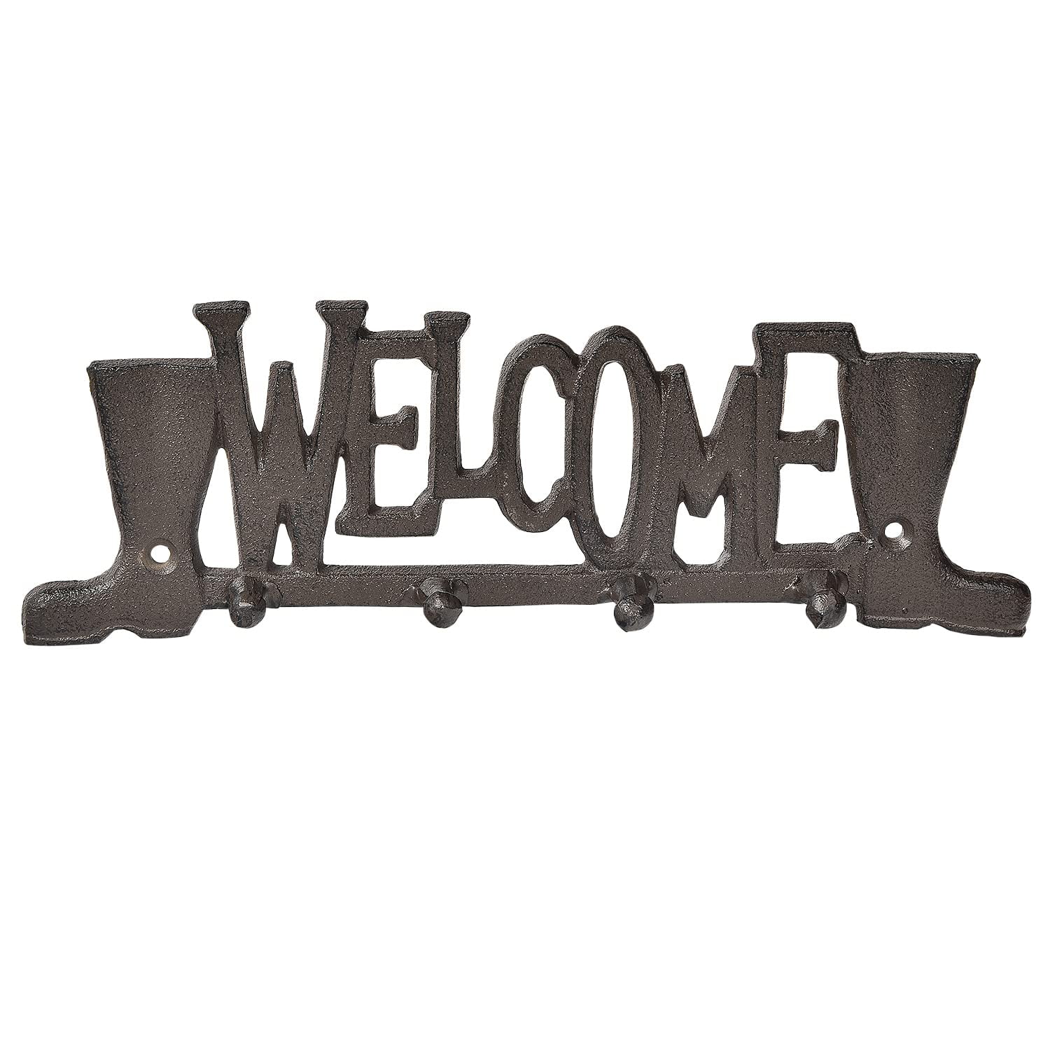 Sungmor Cast Iron Key Holder for Wall, Handcrafted Welcome & Boots ...