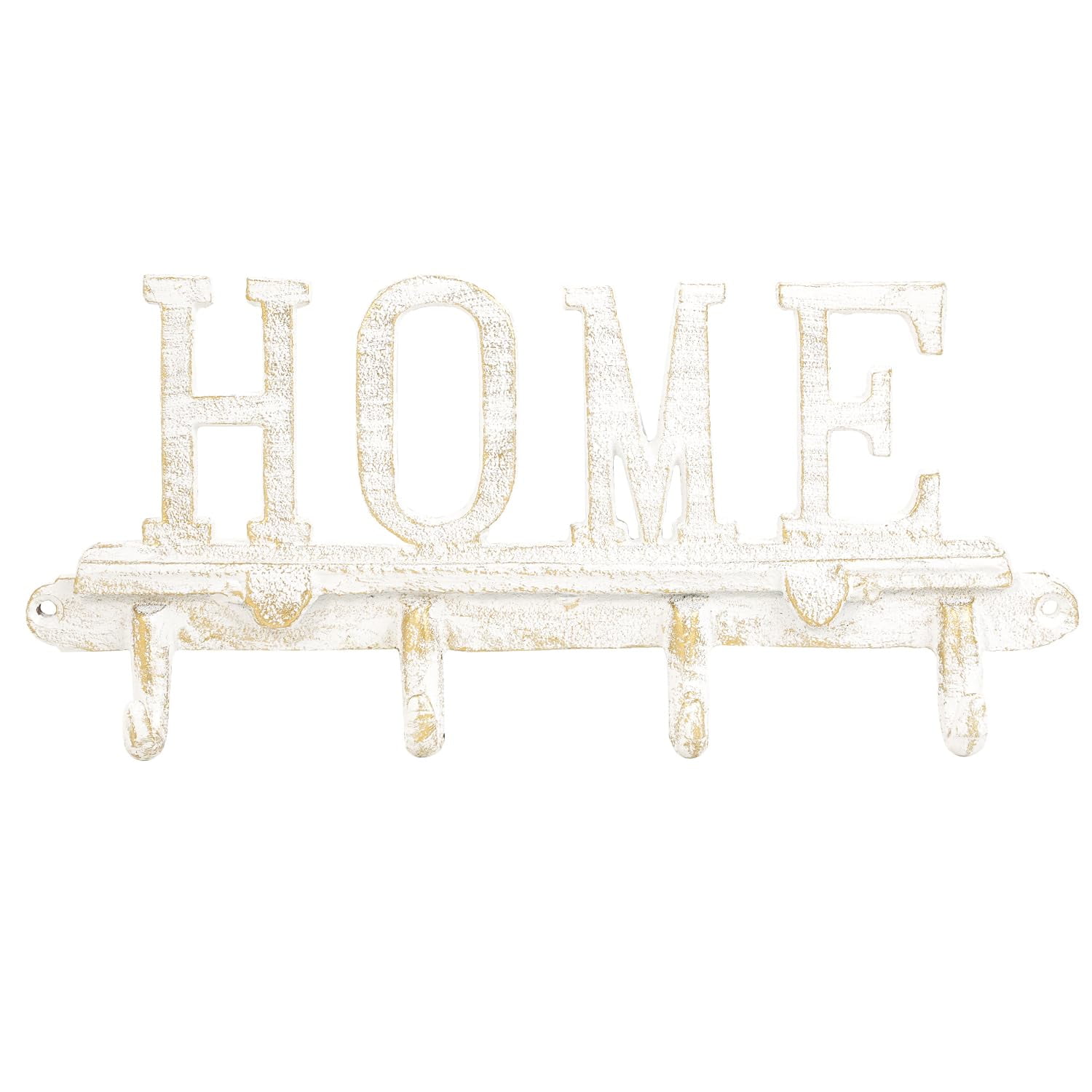 Sungmor Cast Iron Key Holder for Wall, Vintage White Home Shape Key ...