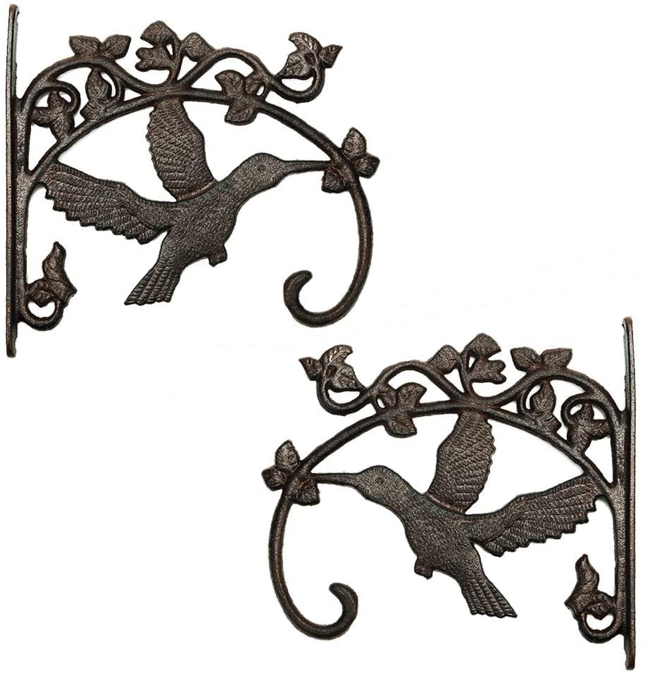 Sungmor Cast Iron Plant Hanger Wall Hooks, Heavy Duty Hanging Basket Brackets, Hummingbird Shape ...