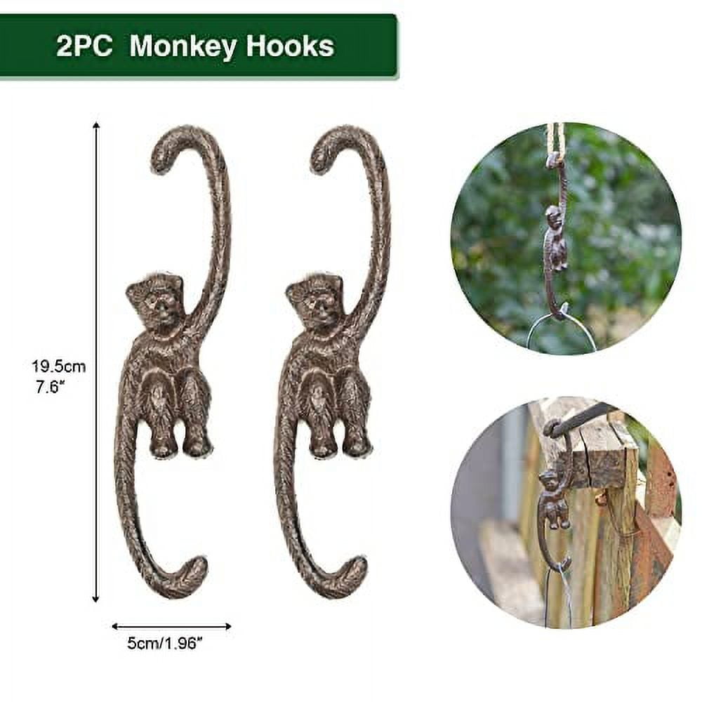 Sungmor Cast Iron Plant Hangers, 2PC Monkey Hooks, 7.9 Inch Length Large S Planter Hanger ...