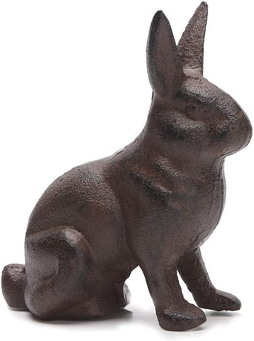 Sungmor Cast Iron Rabbit Statue,Rustic Rust Heavy Duty Animal ...