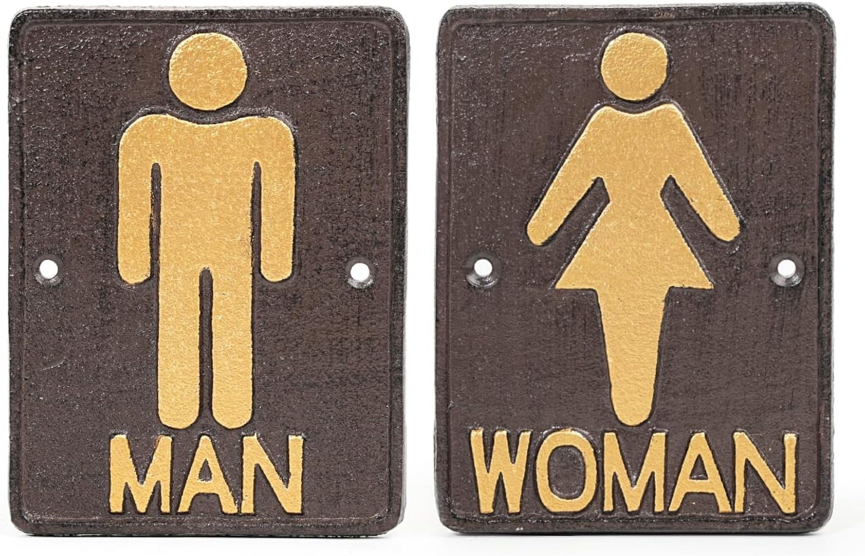 Sungmor Cast Iron Restroom Door Signs, Set of 2 Rustic Men and Women ...