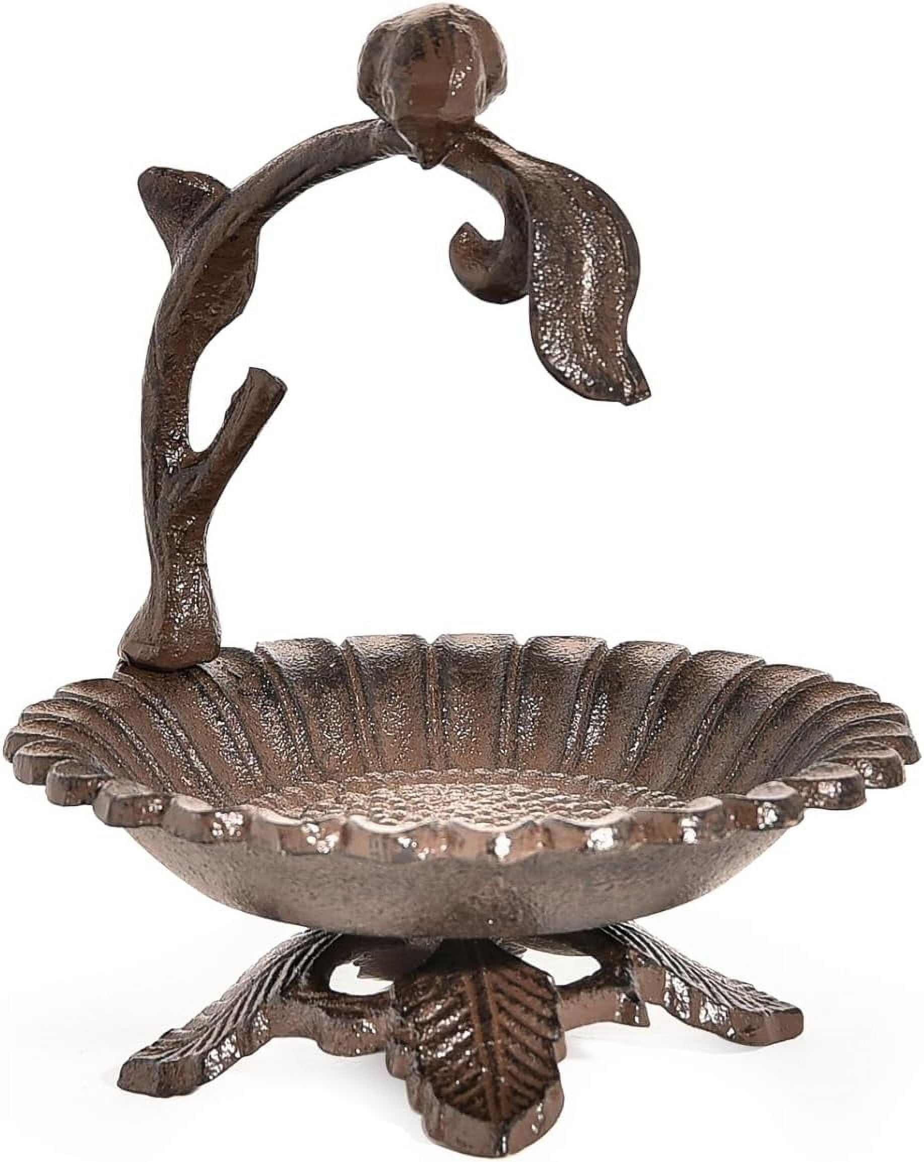 Sungmor Cast Iron Sunflower Birdbath for Outdoors, Vintage Small Fence Post Bird Feeder Bird ...