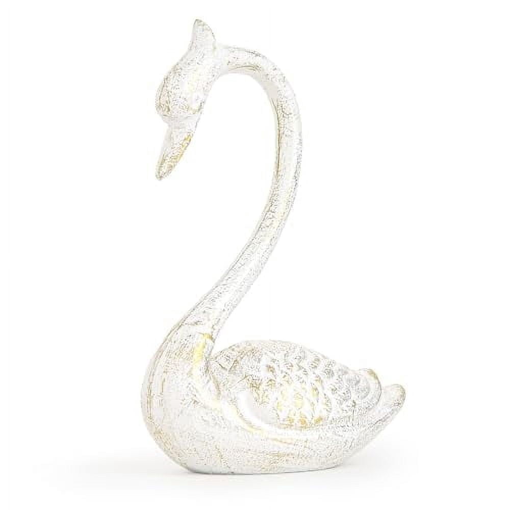 Sungmor Cast Iron Swan Garden Statue, White Elegant Swan Sculpture ...