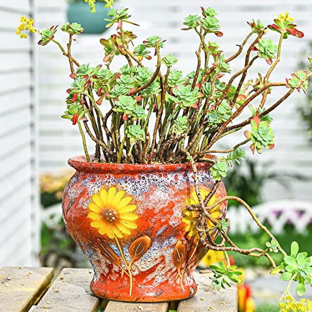 Sungmor Ceramic Planter Pot with Drainage Hole, Indoor Outdoor Large Succulent Flower Pot, 9 ...