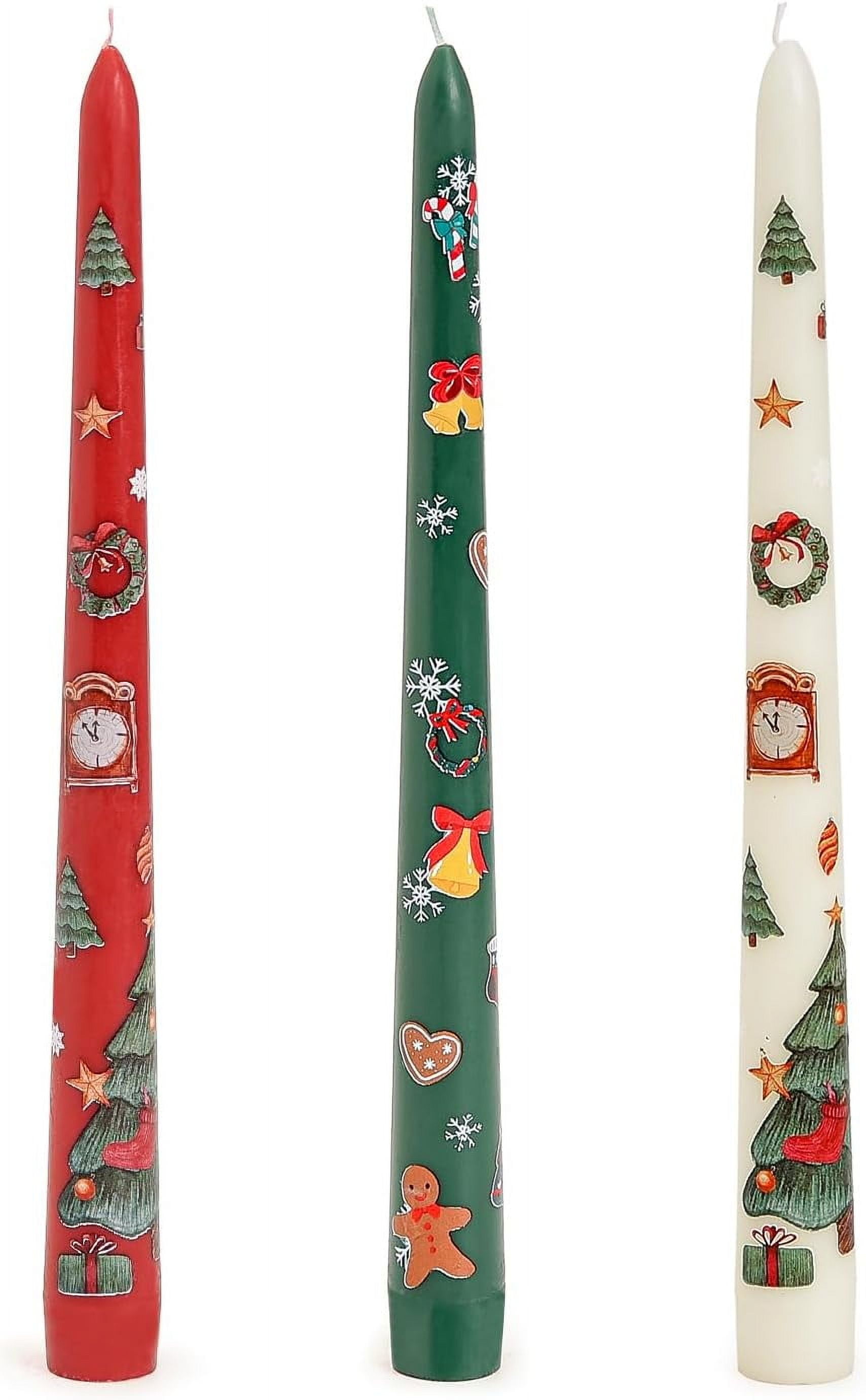 Sungmor Christmas Taper Candlesticks, Beautiful 3-Color Decal Crafts ...
