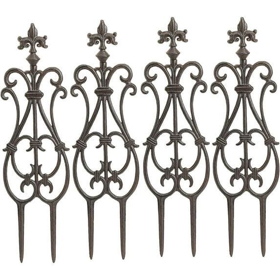Sungmor Decorative Cast Iron Flower Bed Fence, 28" Tall Vintage Garden Edging Border, 4 Pack ...