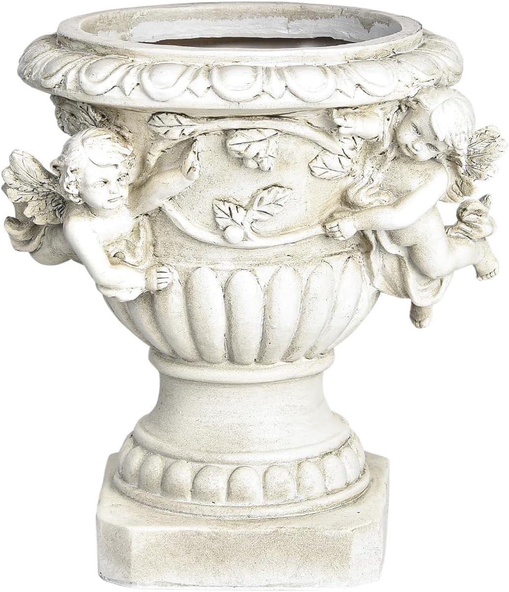 Sungmor Garden Cherub Urn Planter, Lovely Resin Angel Statue Flower ...