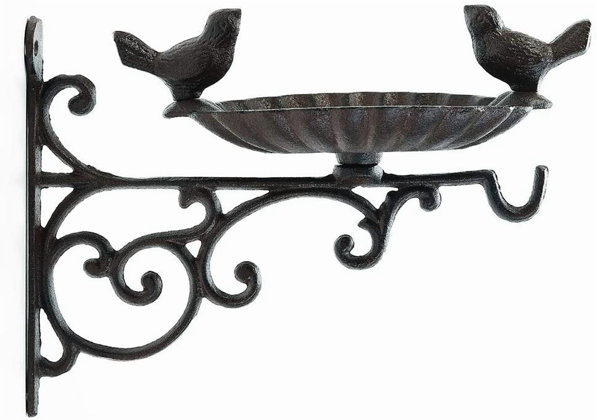 Sungmor Heavy Duty Cast Iron Bird Feeder with Hanging Bracket - Wall Mounted Bird Bath - Vintage ...