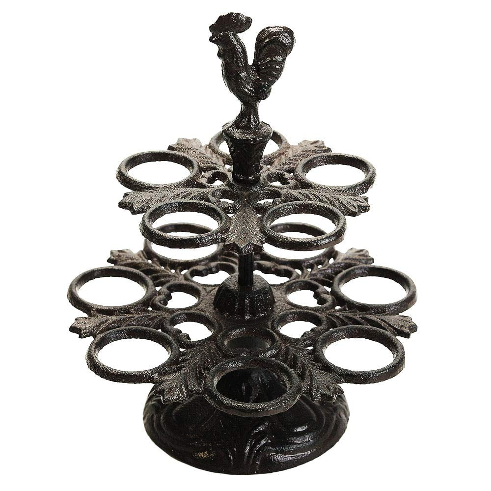 Sungmor Cast Iron Eggs Holder, 12 Eggs, Kitchen Countertop Decor Rack, Vintage Dark Brown ...