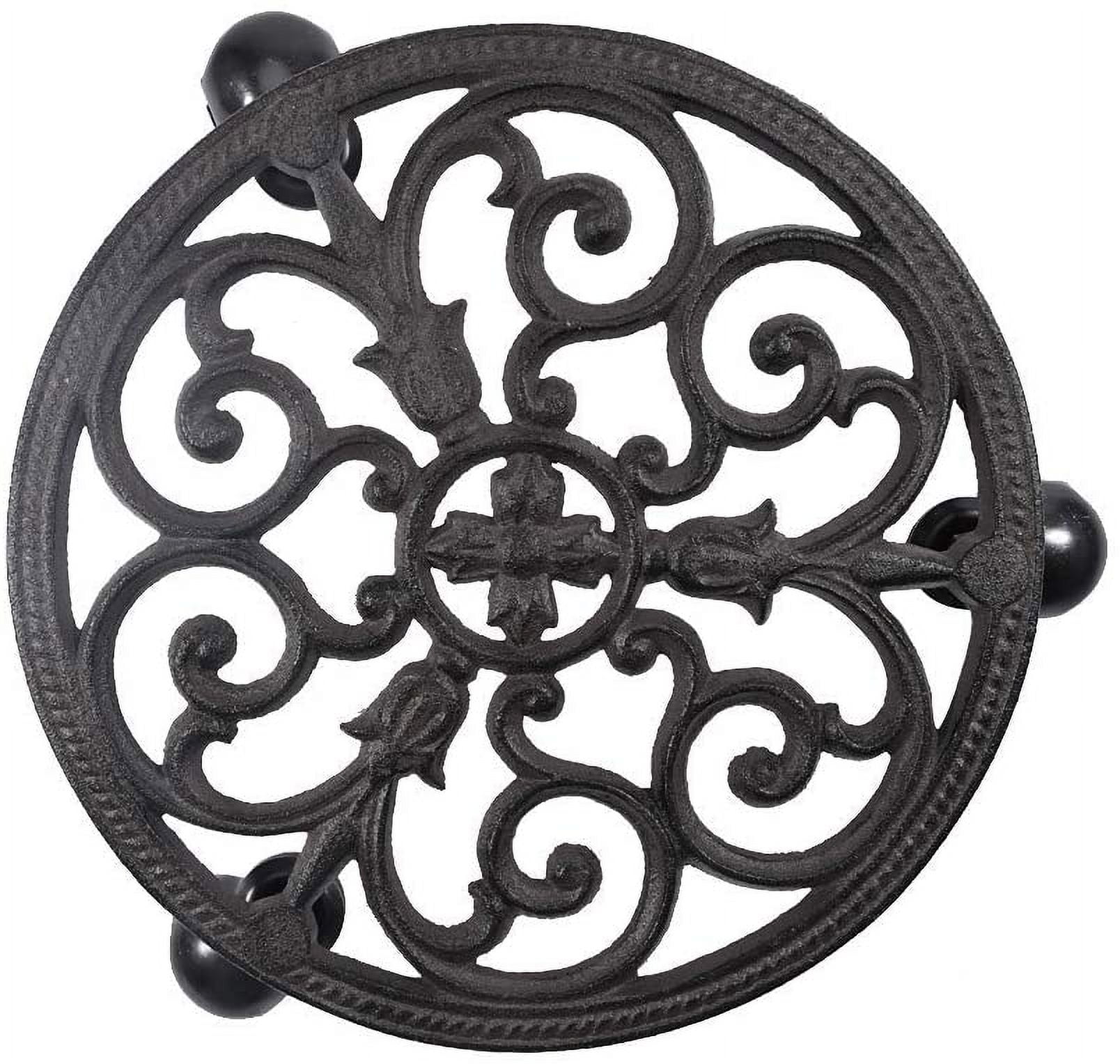 Sungmor Heavy Duty Cast Iron Plant Caddy,11" Round Potted Plant Stand ...