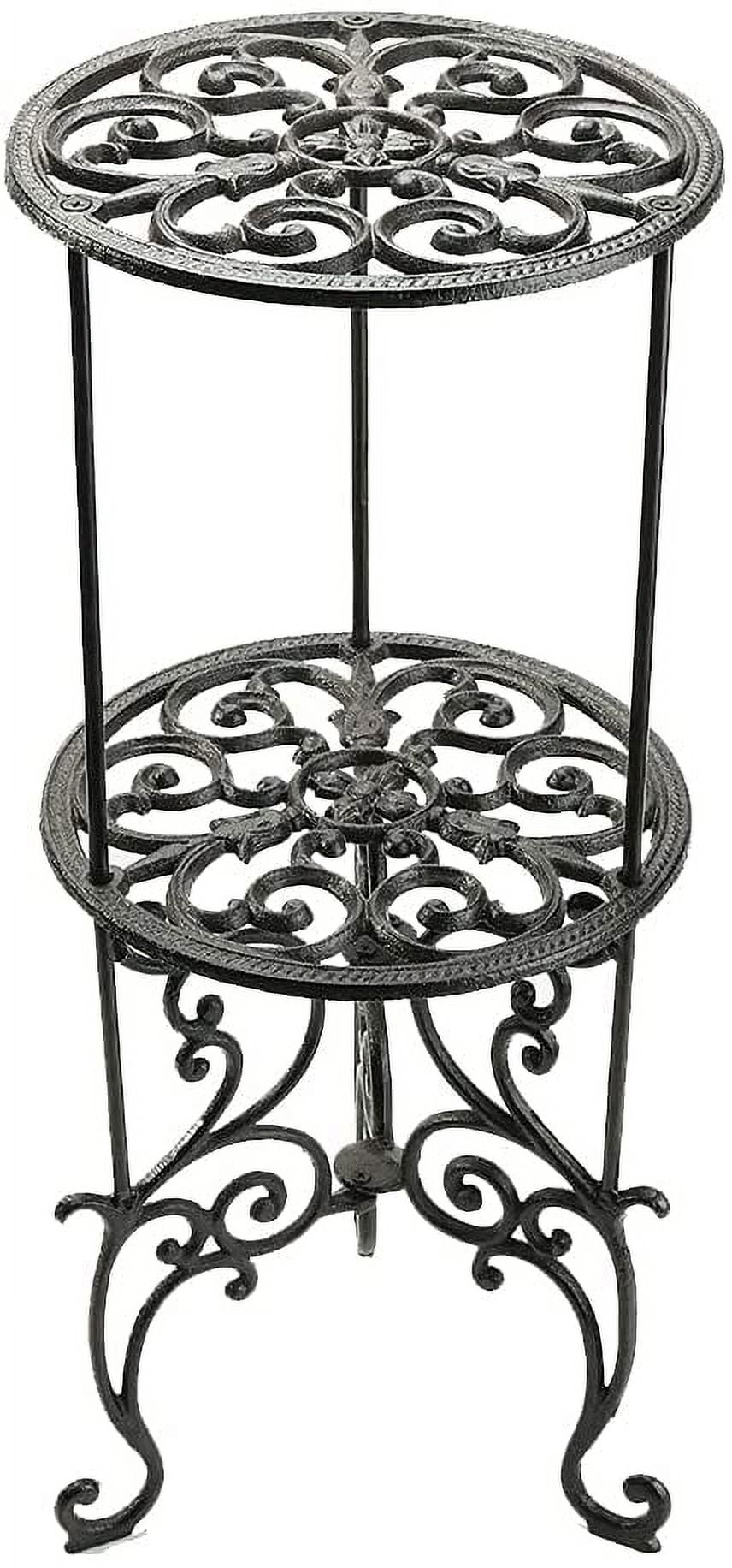 Sungmor Heavy Duty Cast Iron Potted Plant Stand,26-Inch 2 Tiers Metal ...
