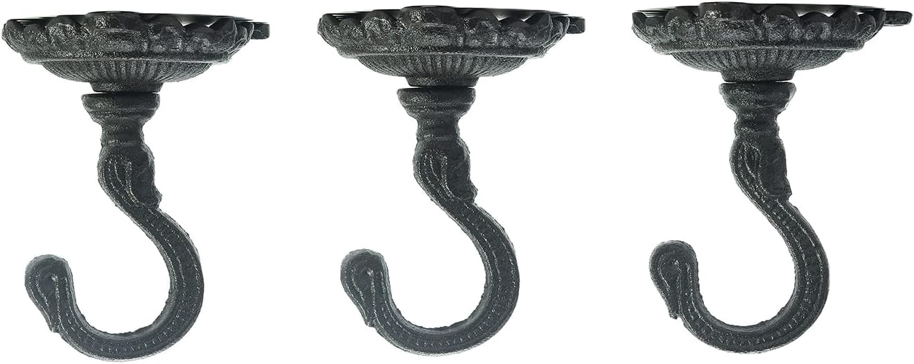 Sungmor Heavy Duty Ceiling Hooks for Hanging Plants, 3PC Black Cast ...