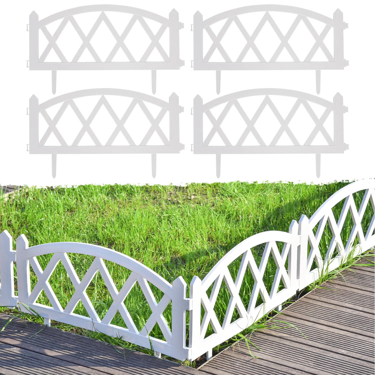 Sungmor, Garden Fence, 94.5 Inch Length, White Plastic Pickets ...
