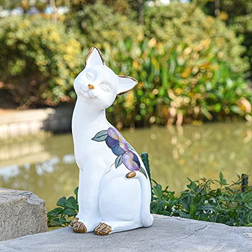 Sungmor Lovely Sitting Cat Garden Statue - Decorative Indoor Outdoor ...