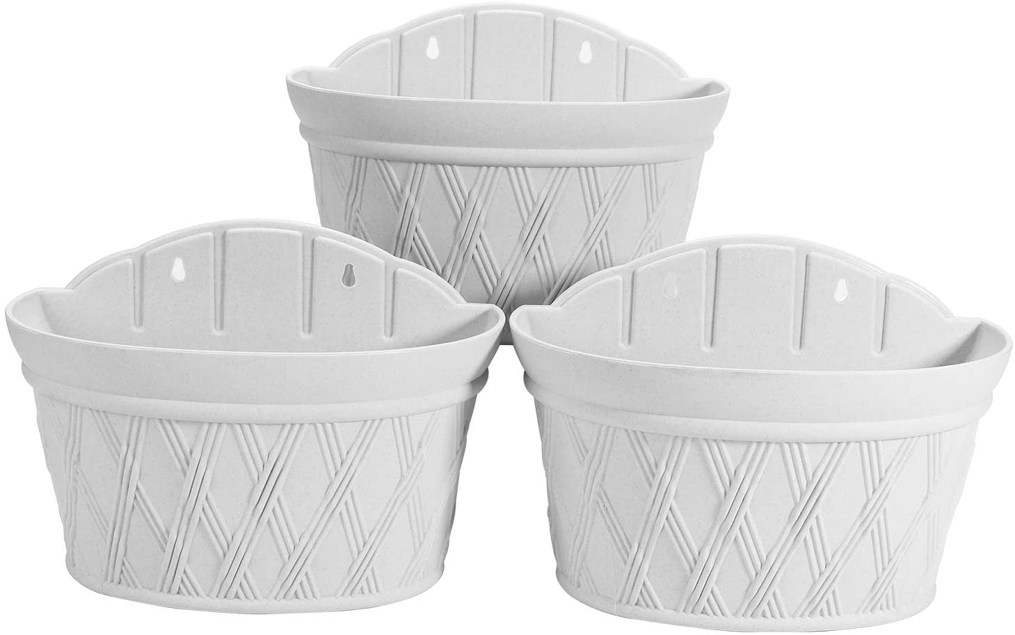 Sungmor Quality Plastic Wall Hanging Planter - Semicircle & 3PC Pack & Gray White - Indoor ...