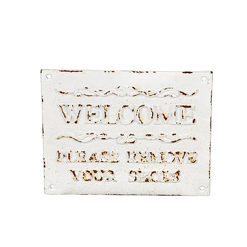 Sungmor Rustful Crafts Cast Iron WELCOME sign with PLEASE REMOVE YOUR ...