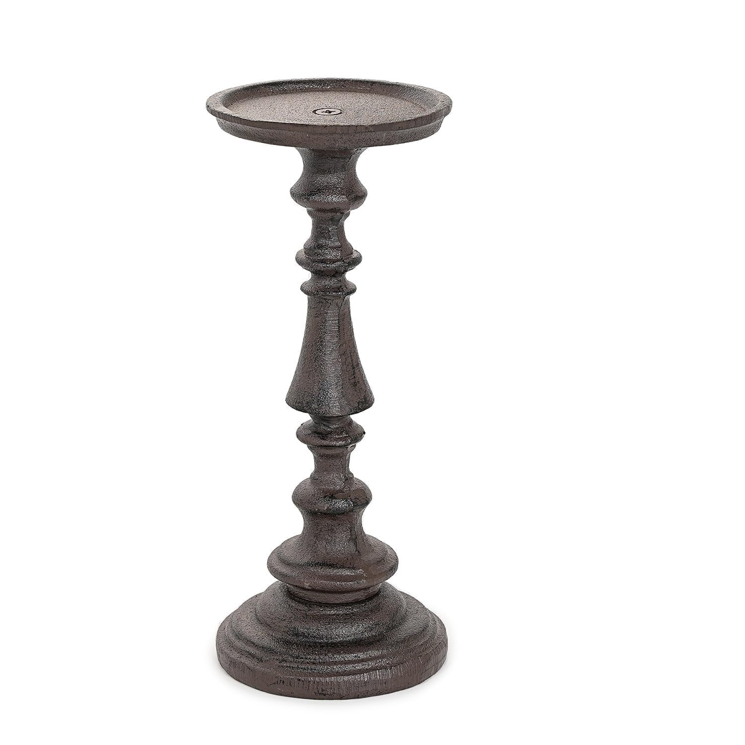 Sungmor Rustic Cast Iron Pillar Candle Holder, 9.6" Tall Vintage ...