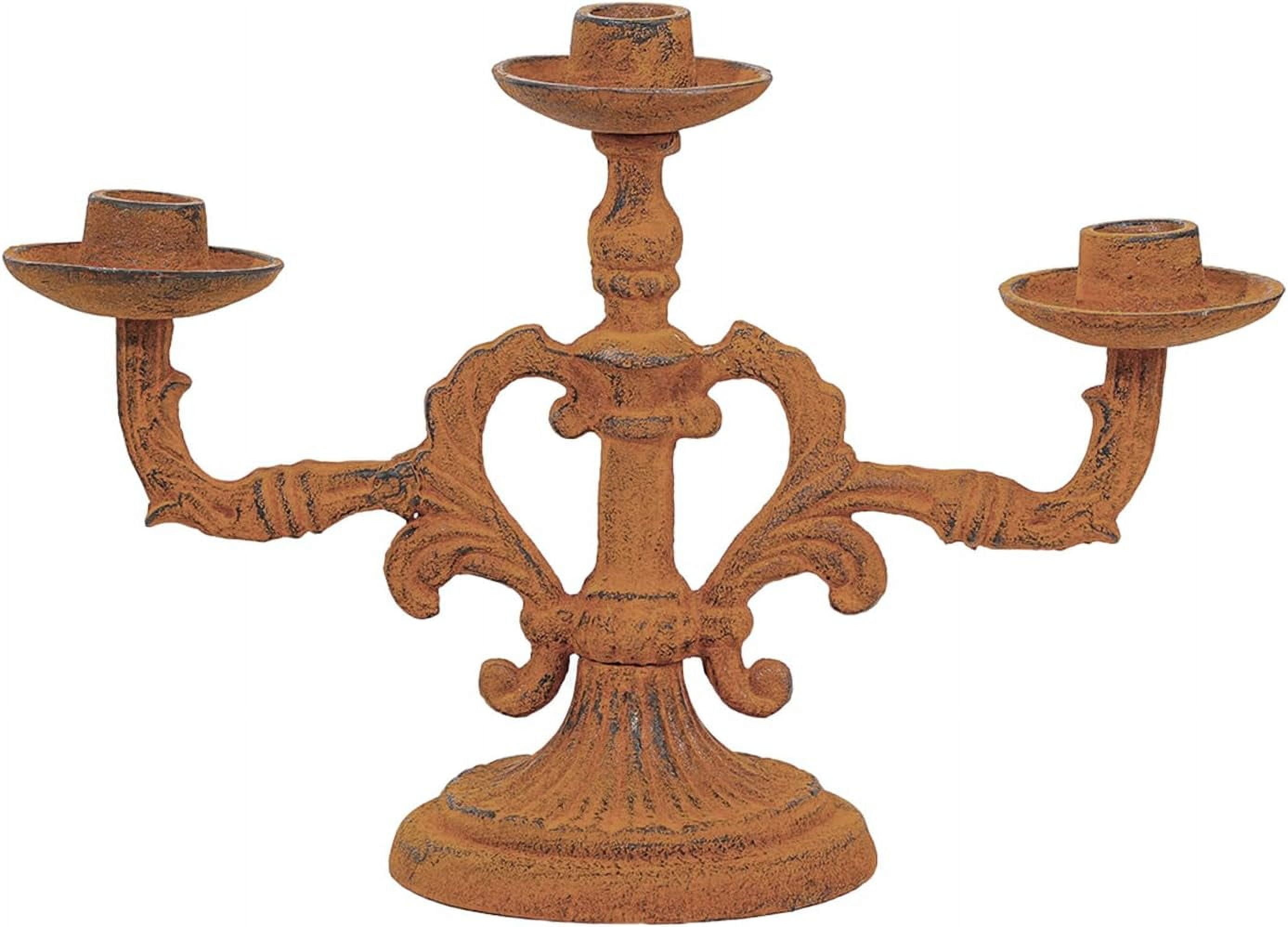 Sungmor Rusty Cast Iron 3 Arm Candelabra, 9.2" Tall Vintage Candlestick ...