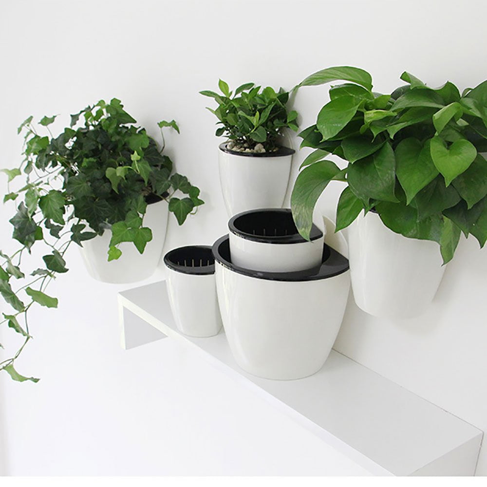 Sungmor Self Watering Wall Planter - Modern White & 3PC Pack & Mixed Size - Indoor Outdoor ...